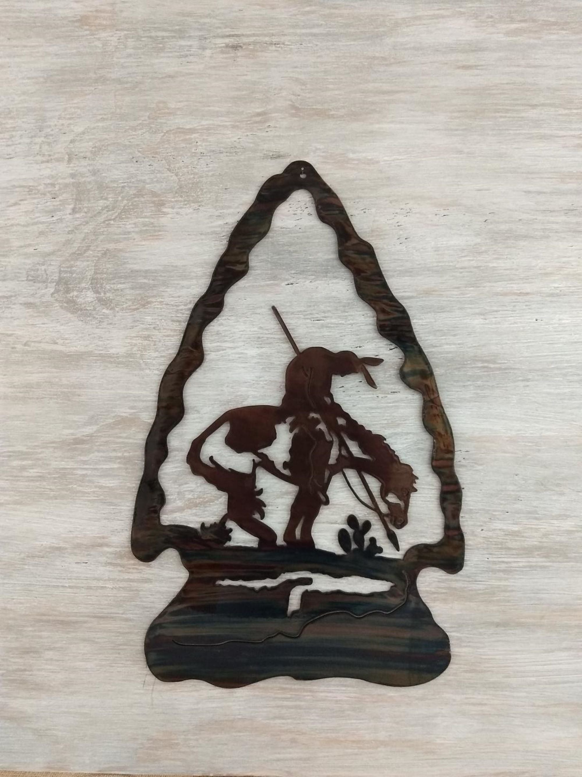 End of the Trail Arrowhead Metal Art, Native American Wall Decor, Metal ...