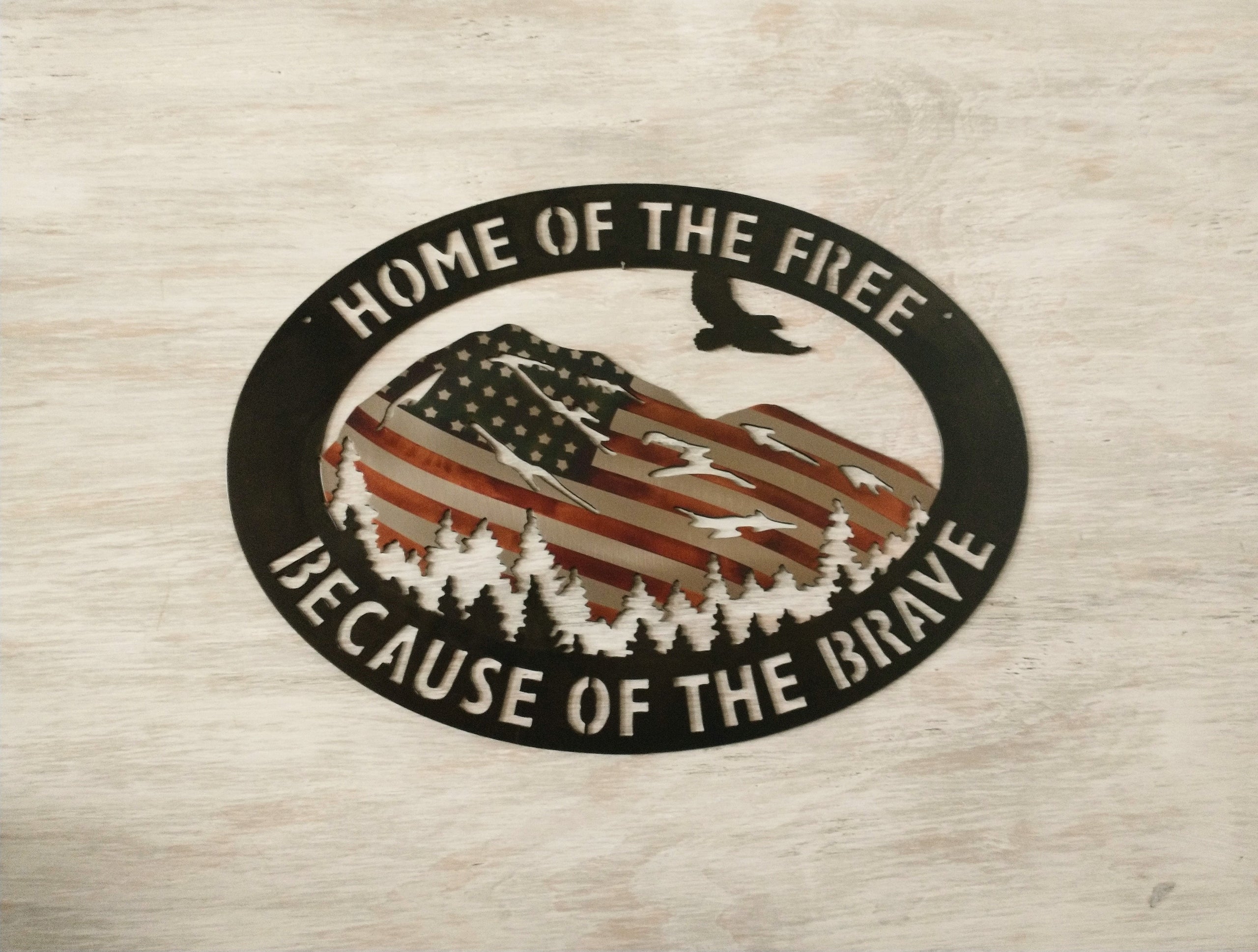 Home of the Free Powder Coated Metal Sign, Americana Decor, Patriotic ...